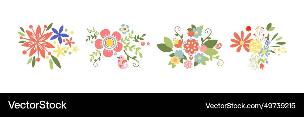 Flower and floral simple colorful element Vector Image