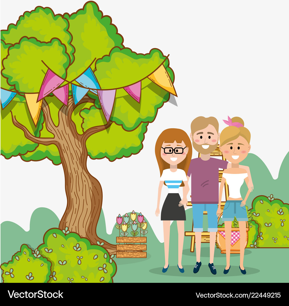 Friends enjoying nature Royalty Free Vector Image