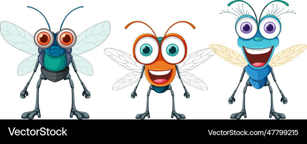 Happy fly cartoon character Royalty Free Vector Image