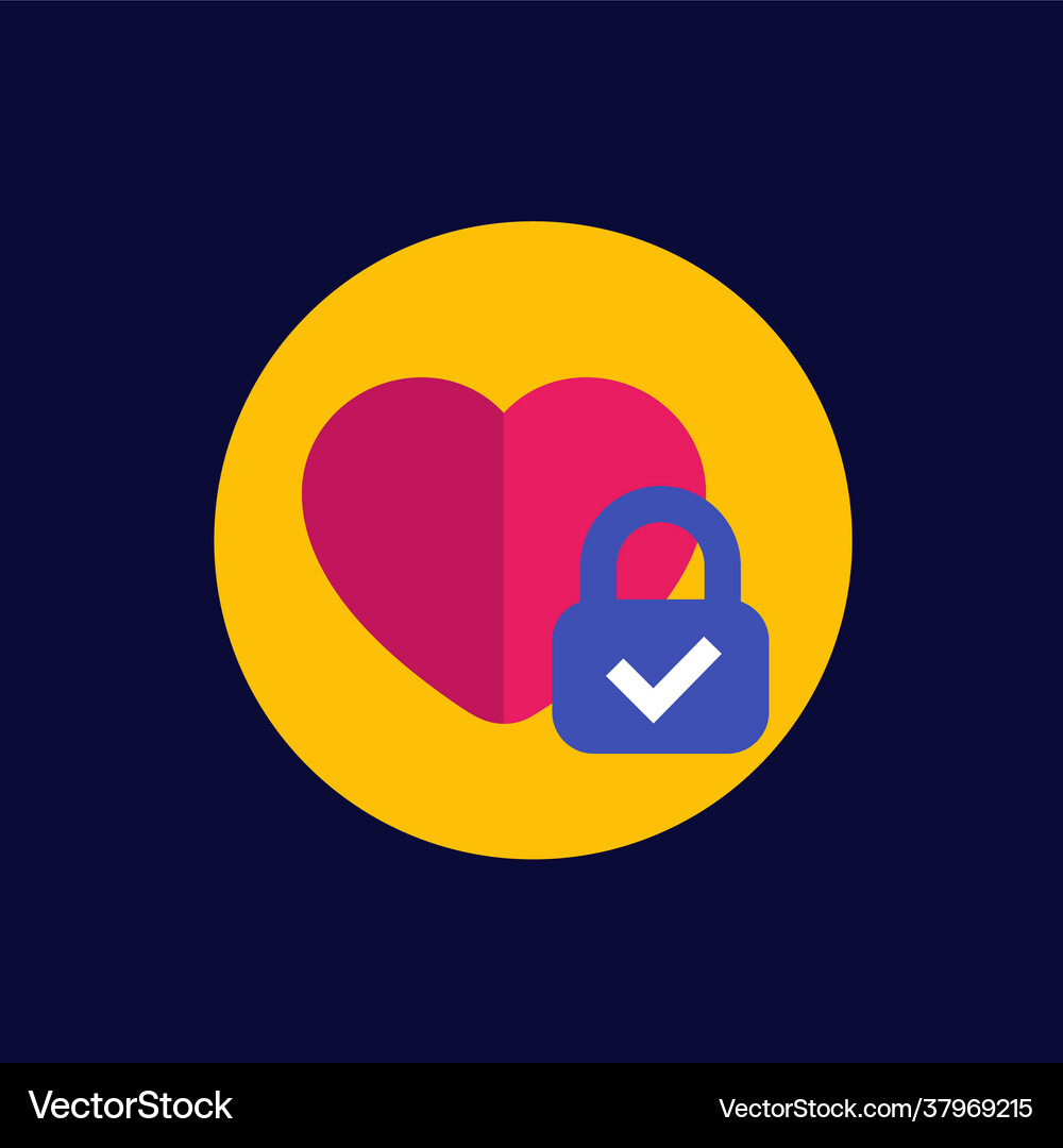 Heart and lock icon flat art Royalty Free Vector Image