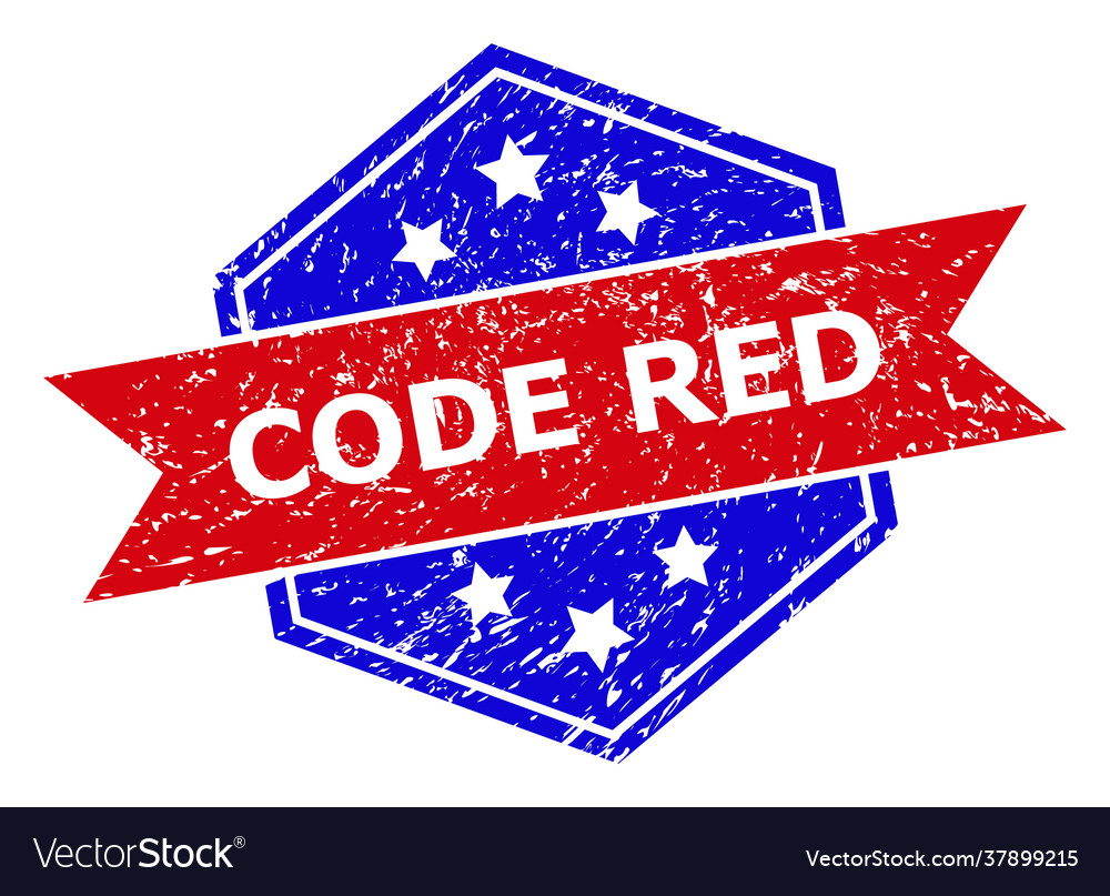 Hexagonal bicolor code red rubber stamp Royalty Free Vector