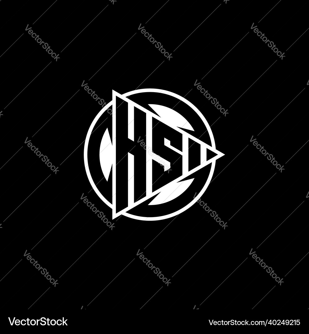 Hs Logo Monogram Triangle Play Shape Circle Vector Image