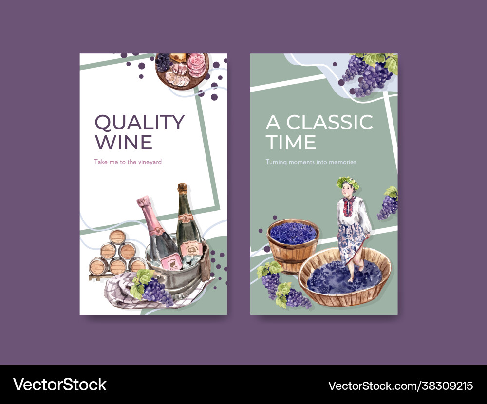 Instagram template with wine farm concept design Vector Image