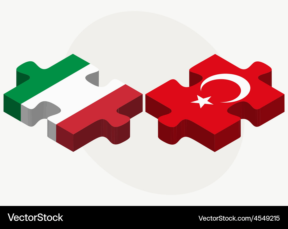 Italy and turkey flags in puzzle Royalty Free Vector Image