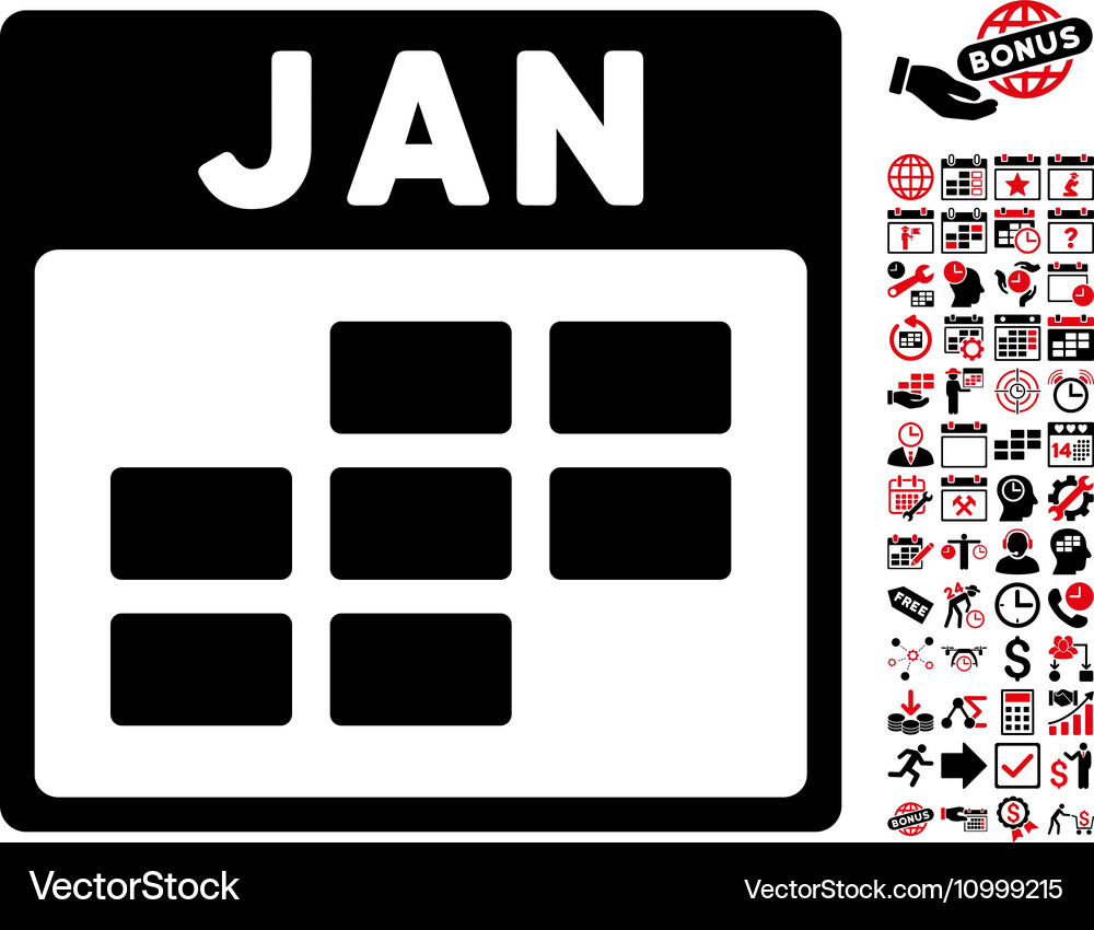 January calendar grid flat icon with bonus Vector Image