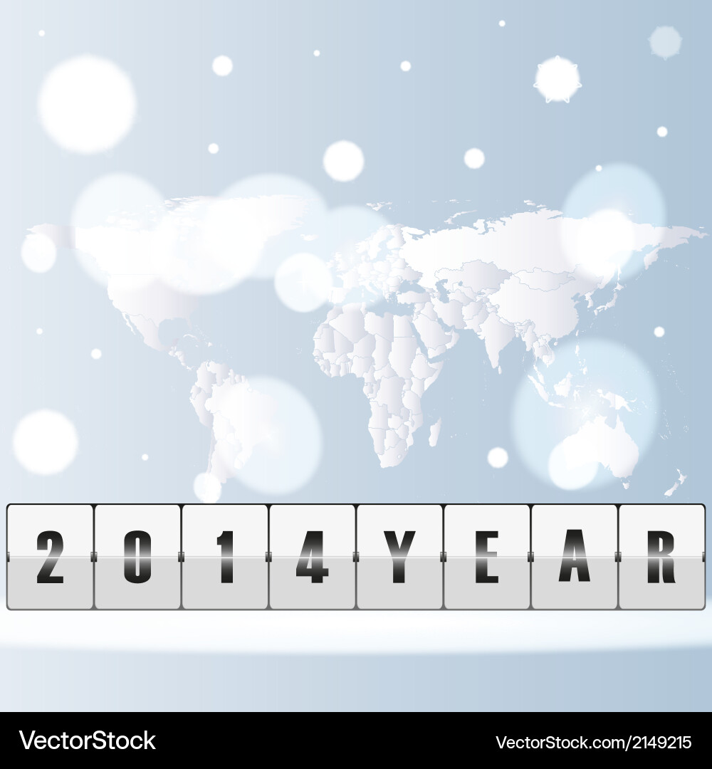 New year world map with snowflakes Royalty Free Vector Image