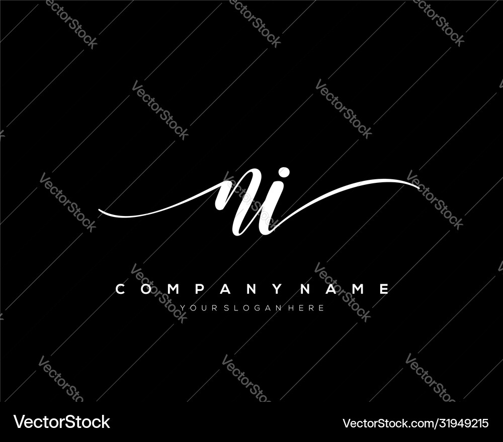 Ni initial letter handwriting logo hand drawn Vector Image