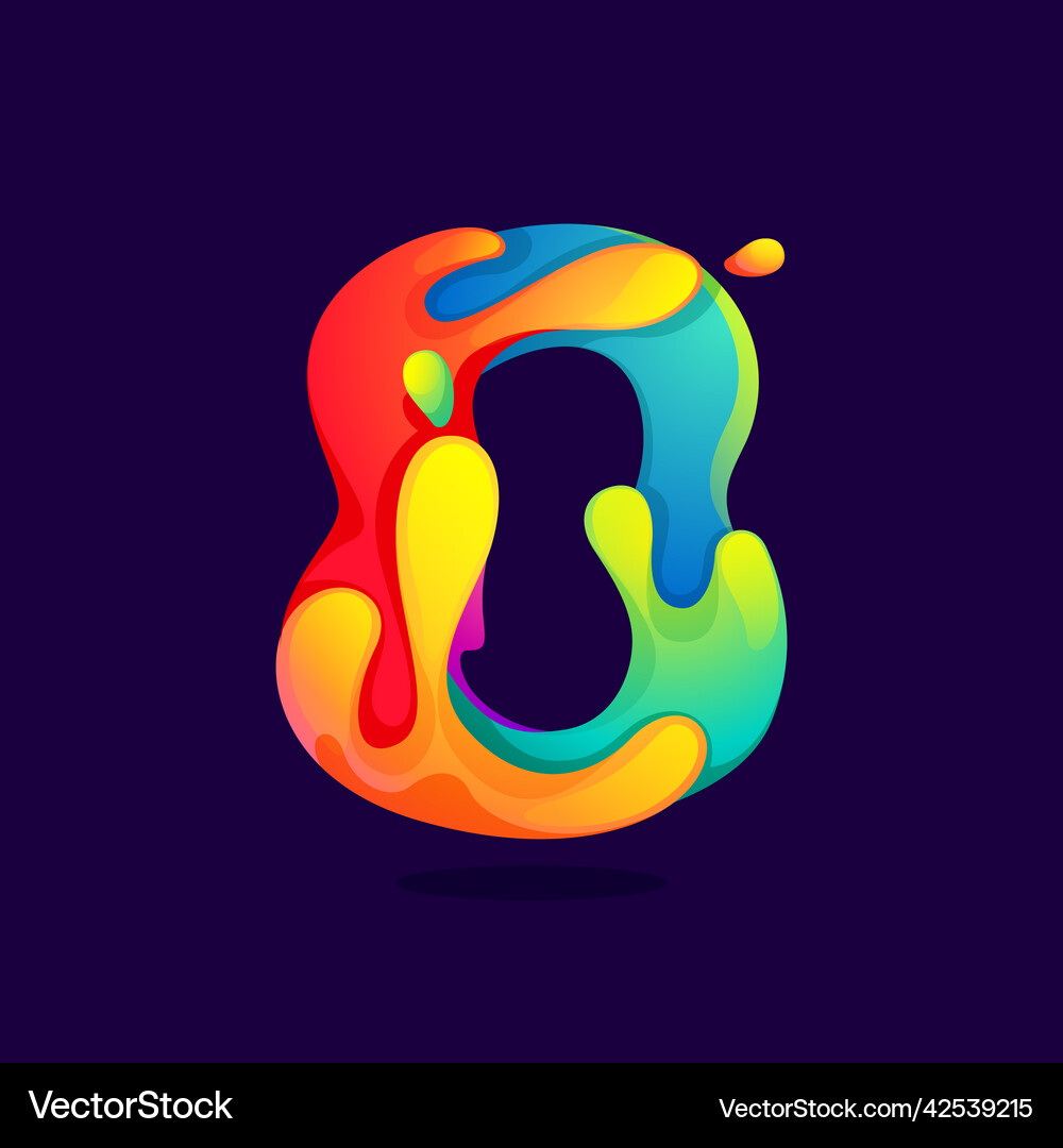Number eight logo with juice splash waves Vector Image