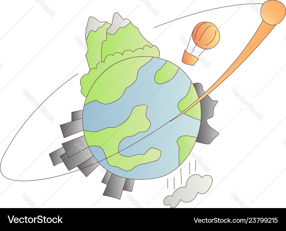 Planet earth cartoon icon and Royalty Free Vector Image