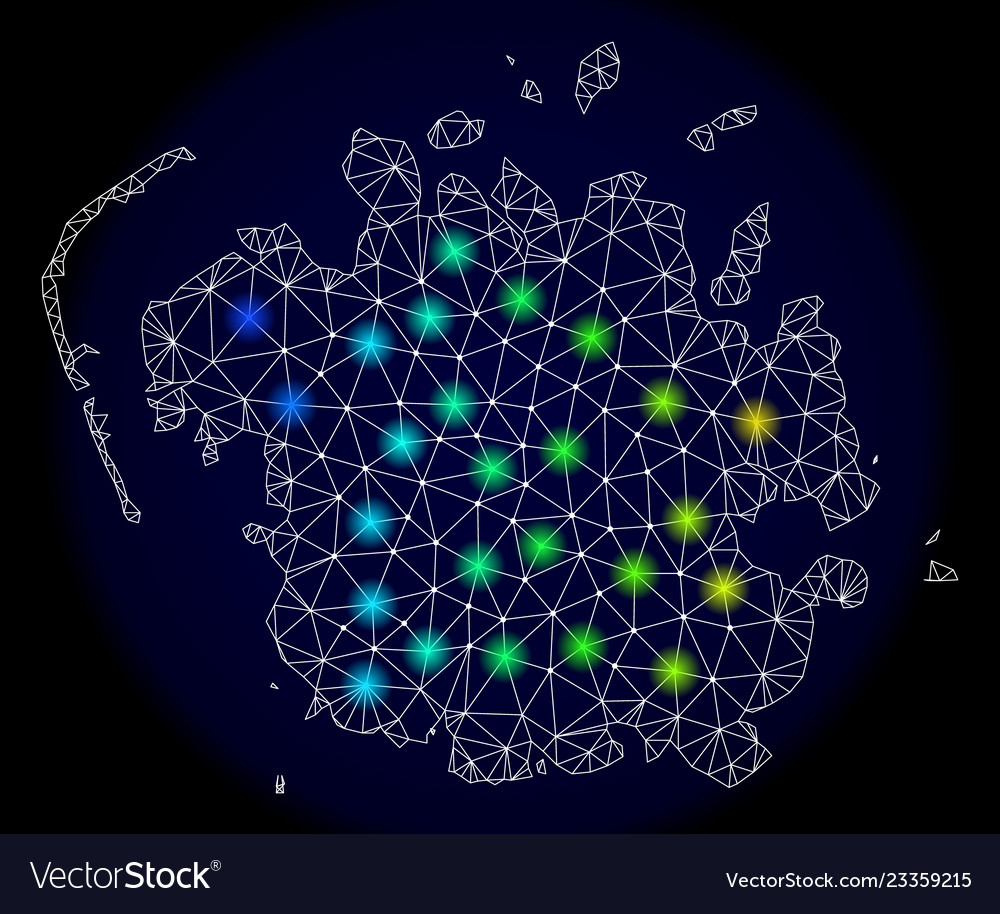 Polygonal network mesh map of micronesia island Vector Image