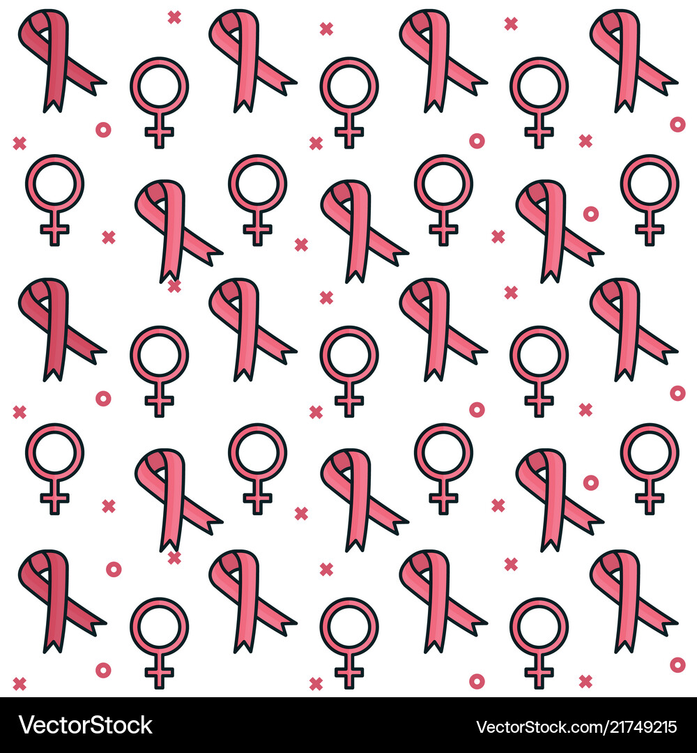 Ribbons pink breast cancer pattern Royalty Free Vector Image
