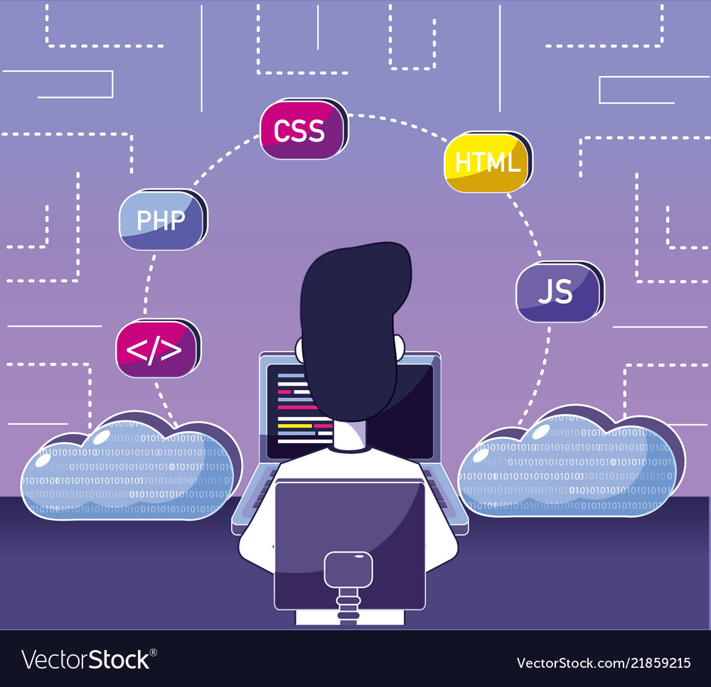 Software programmer cartoon Royalty Free Vector Image