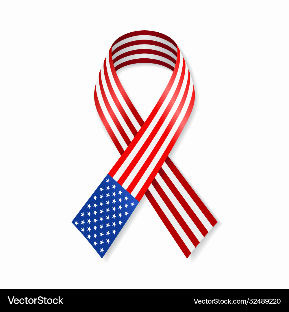 American flag stripe ribbon on white background Vector Image