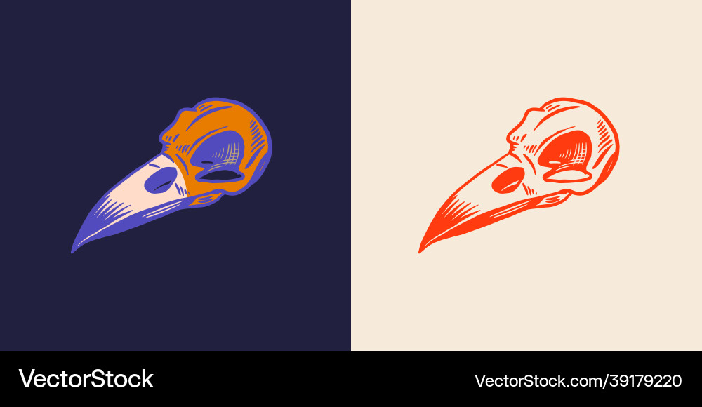 Birds skull line art magic cranium for the witch Vector Image