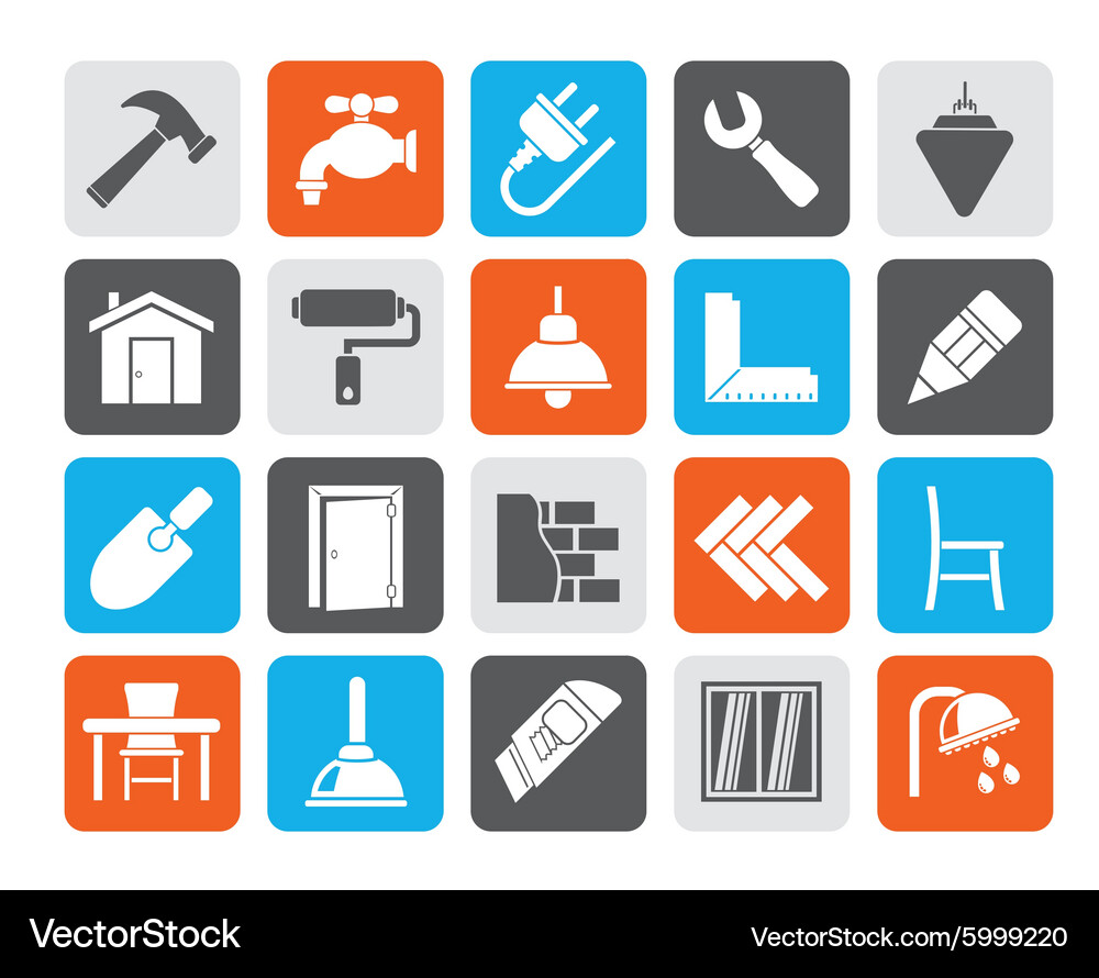 Building and home renovation icons Royalty Free Vector Image