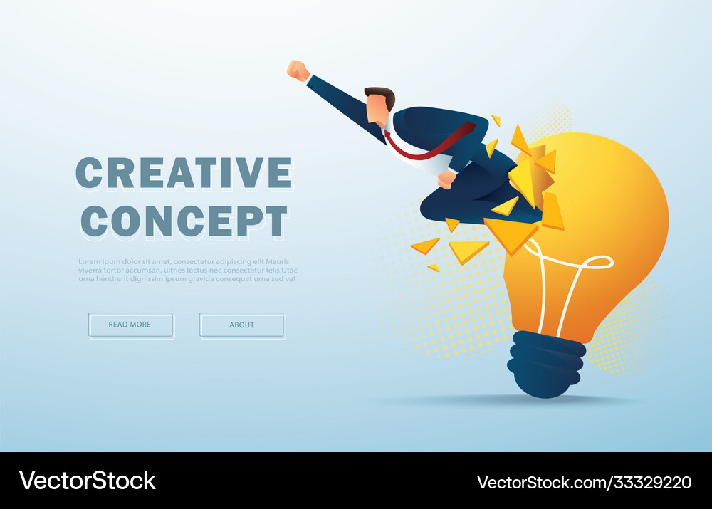 Businessman breakthrough light bulb to successful Vector Image