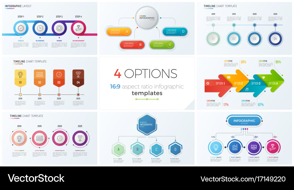 Collection of eight templates for Royalty Free Vector Image