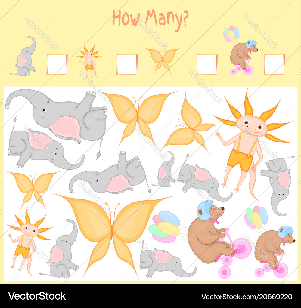 Counting game for preschool children Royalty Free Vector