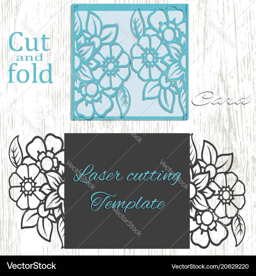 Cut and fold card template Royalty Free Vector Image