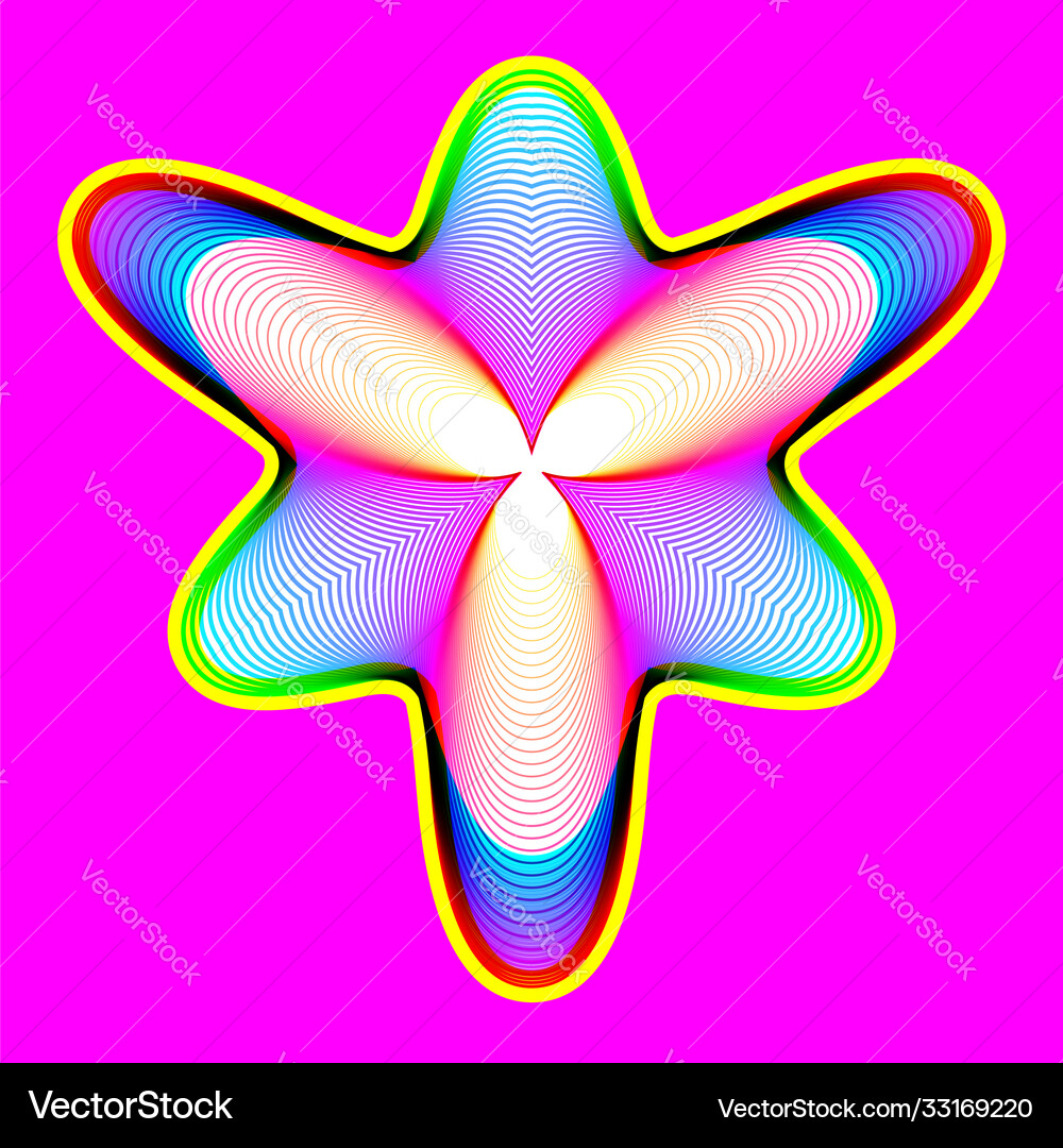Fantastic neon flower abstract shape with lots Vector Image