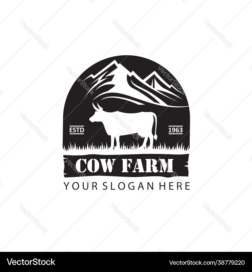 Farm animal cow label Royalty Free Vector Image