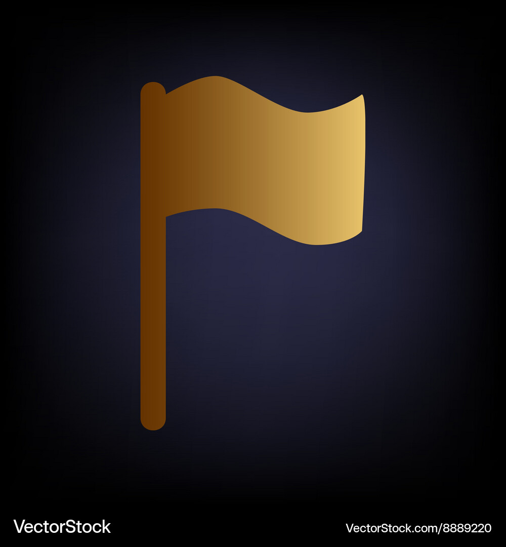 Flag sign golden style icon Royalty Free Vector Image