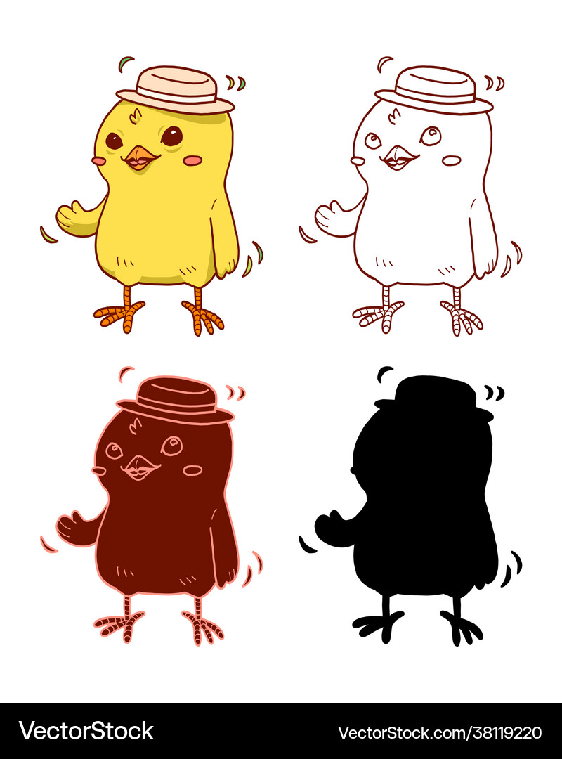 Hand drawn cute cartoon chicken character Vector Image