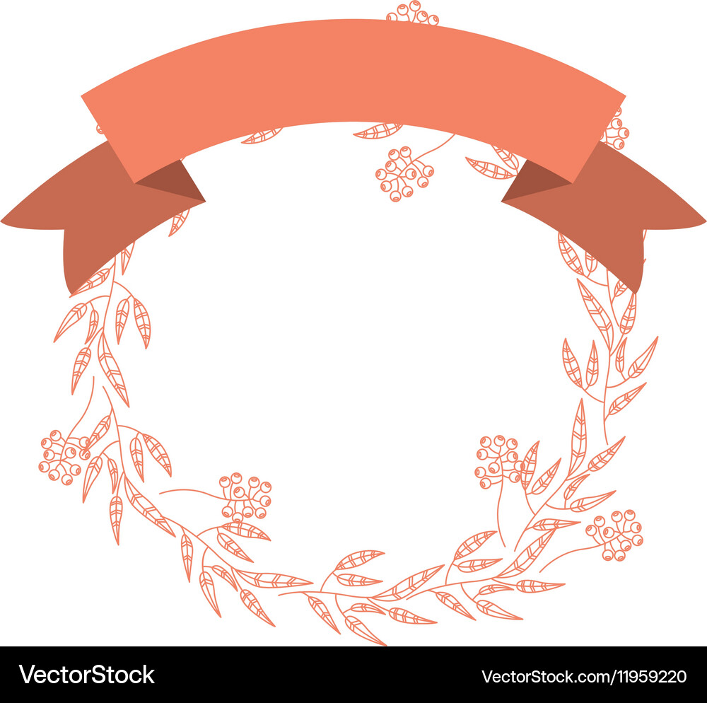Leaves wreath with ribbon design Royalty Free Vector Image