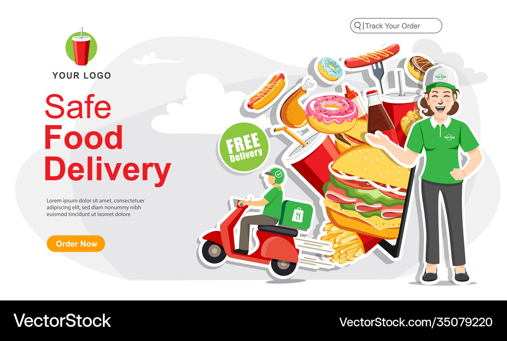 Safe food delivery order service Royalty Free Vector Image