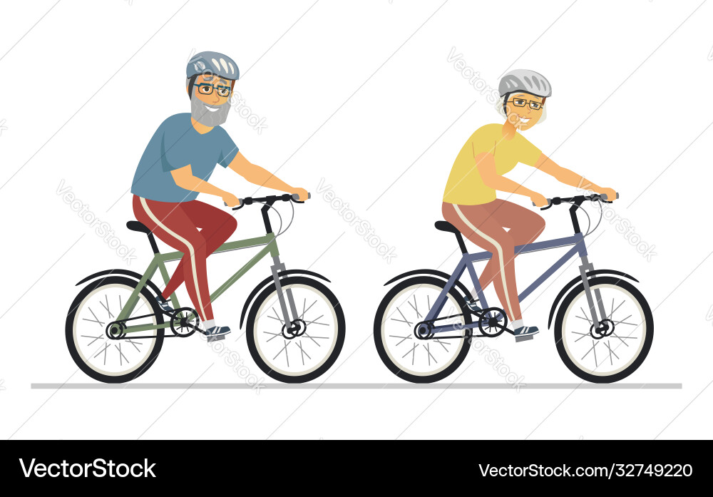 Senior people cycling - flat design style Vector Image