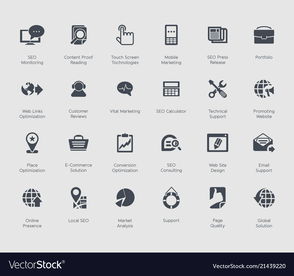 Seo and development icon set Royalty Free Vector Image