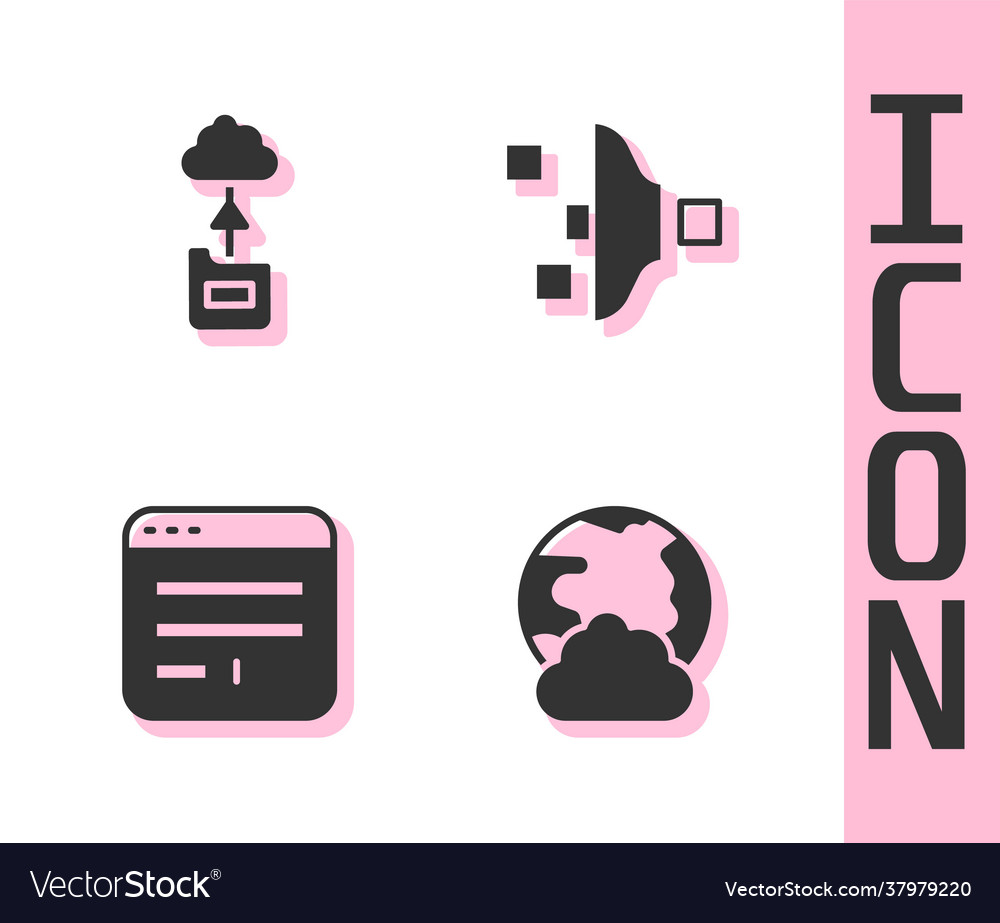 Set social network cloud technology data transfer Vector Image Set social network cloud technology data transfer Vector Image