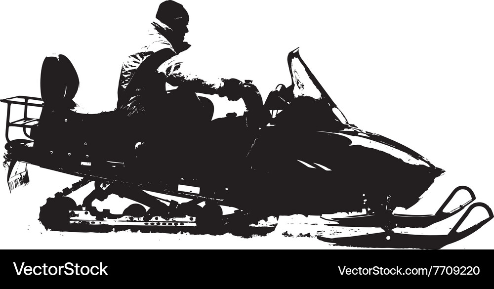 Silhouette snowmobile on white background Vector Image