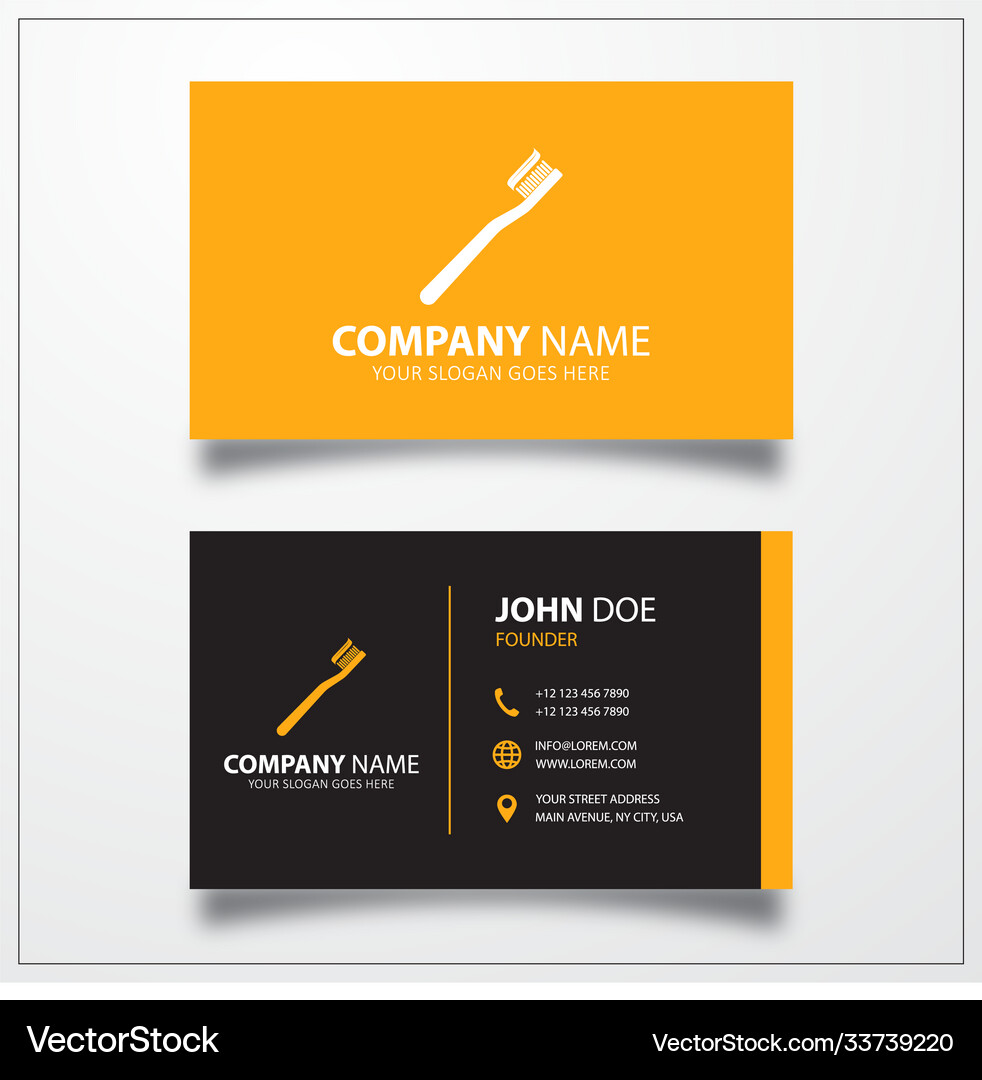 Toothbrush icon business card template Royalty Free Vector