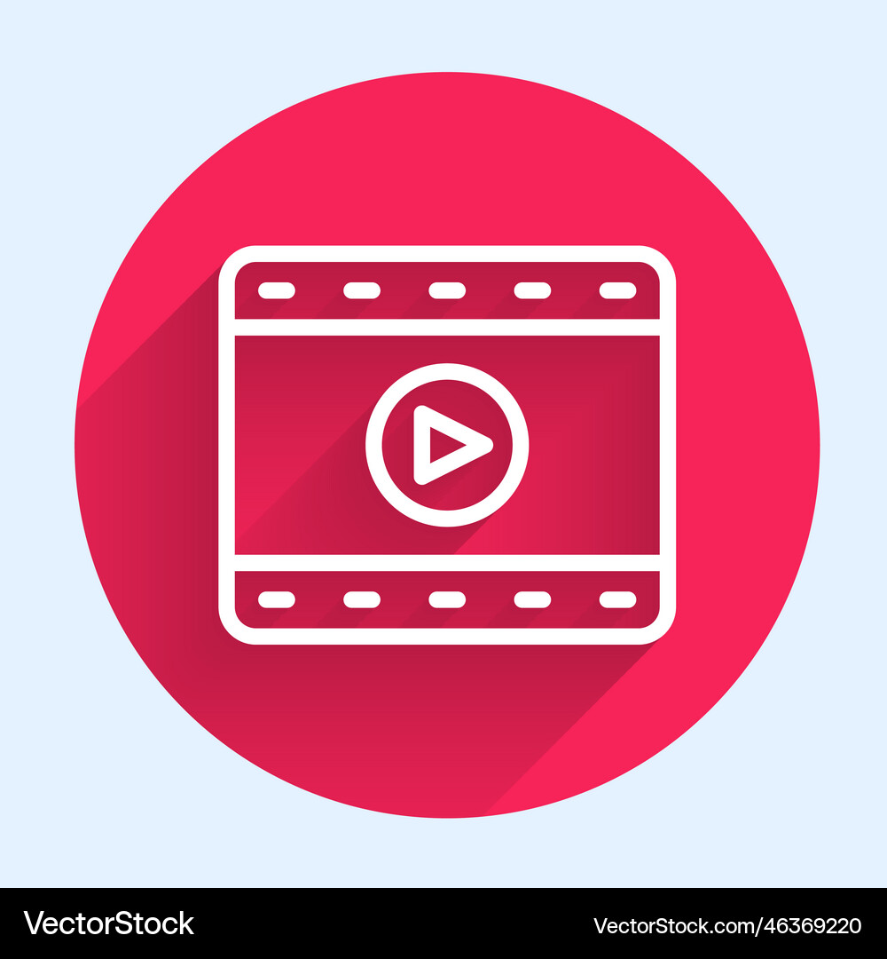 White line play video icon isolated with long Vector Image