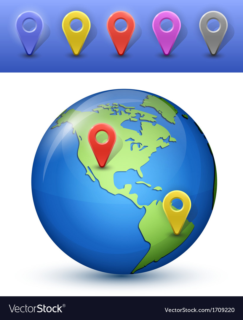 World map with marks Royalty Free Vector Image