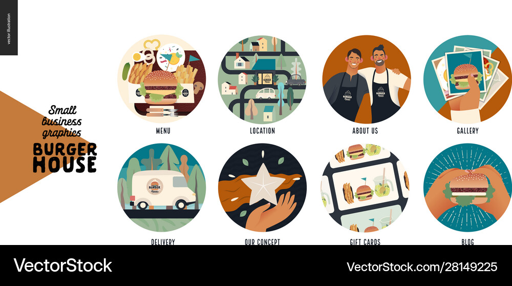 Burger house - small business graphics web icons Vector Image