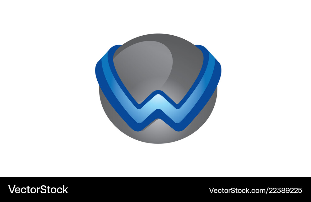 Circle letter w logo 3d sphere alphabet Royalty Free Vector