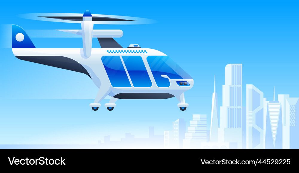 Futuristic air taxi flat Royalty Free Vector Image