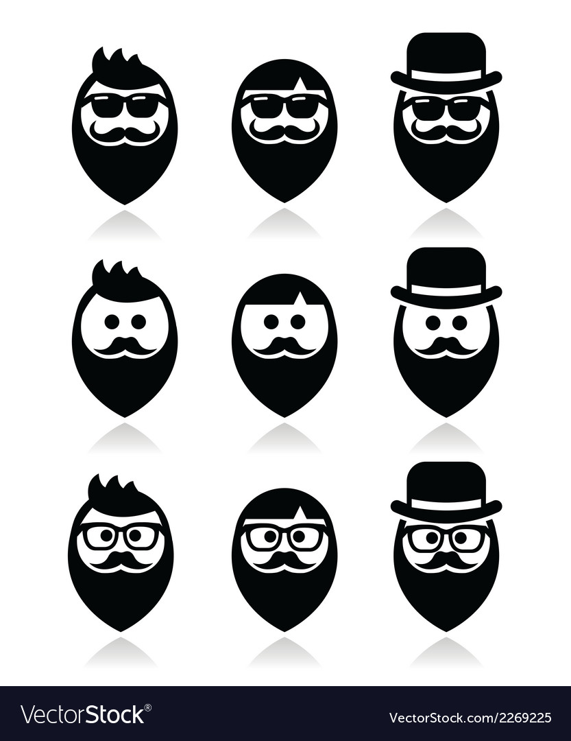 Man with beard moustache or mustache hipster Vector Image