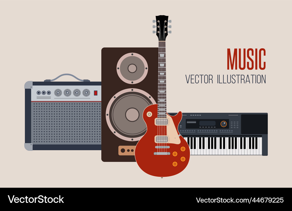 Music design sound speaker guitar Royalty Free Vector Image