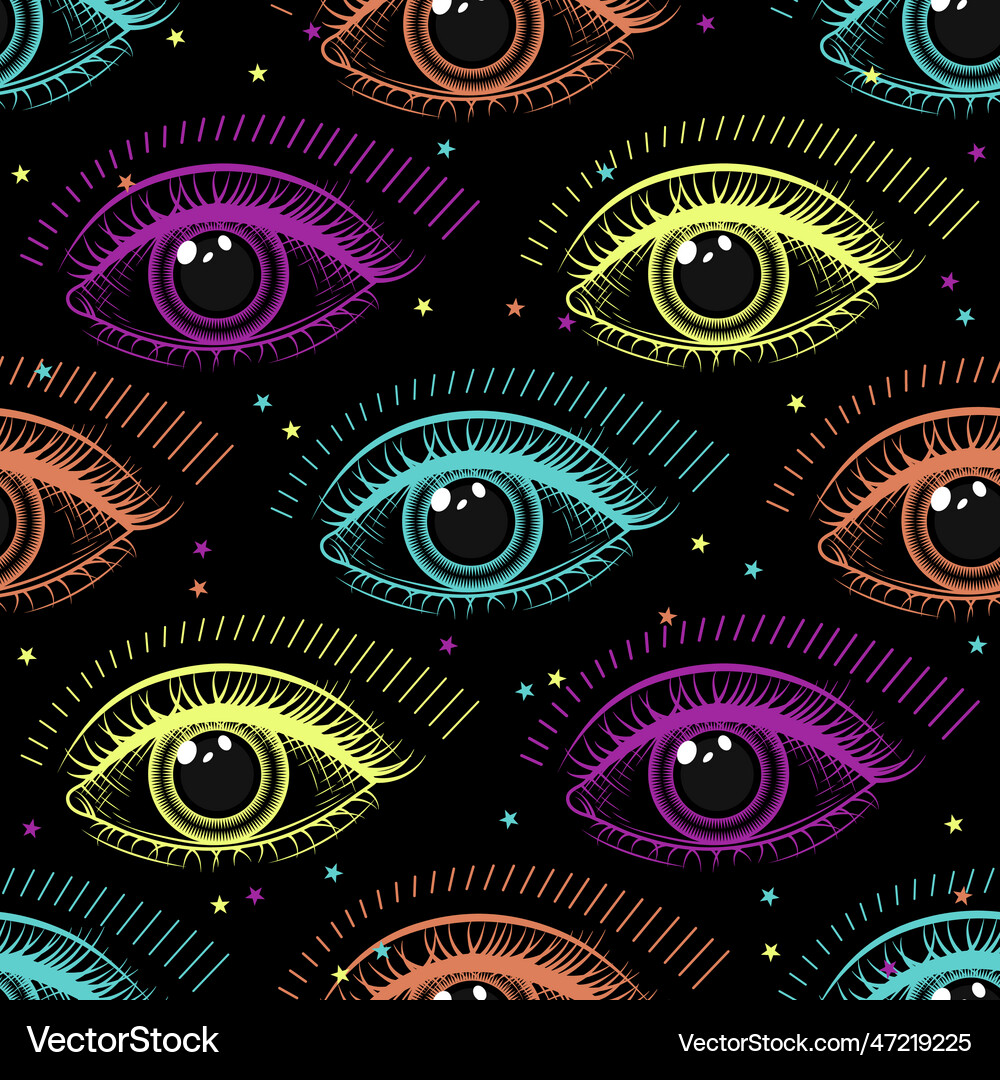Pattern with human eye concept of all seeing Vector Image