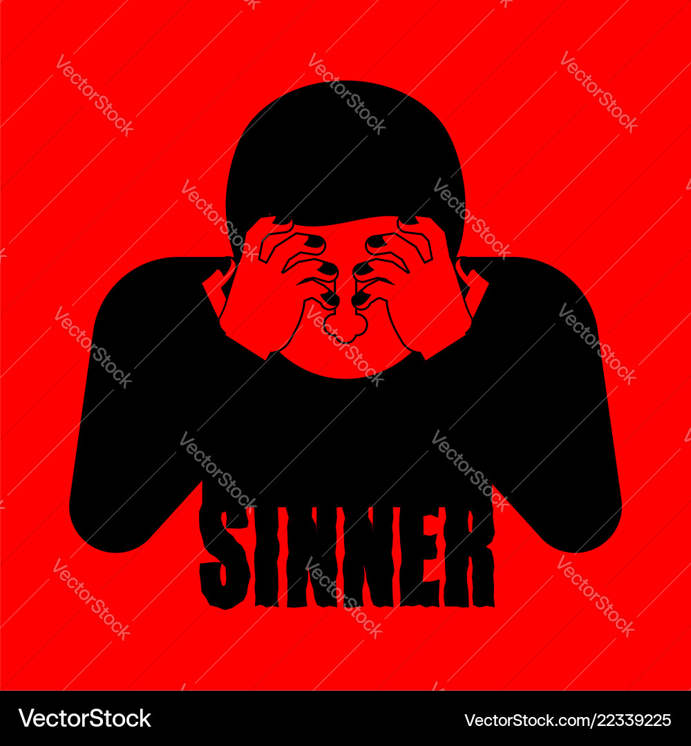 Sinner on fire omg cover face with hands despair Vector Image