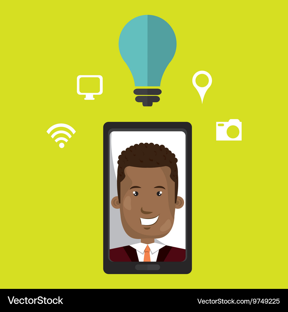 Smart phone and man isolated icon design Vector Image