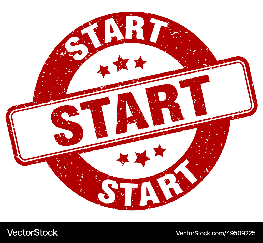 Start stamp label round grunge sign Royalty Free Vector