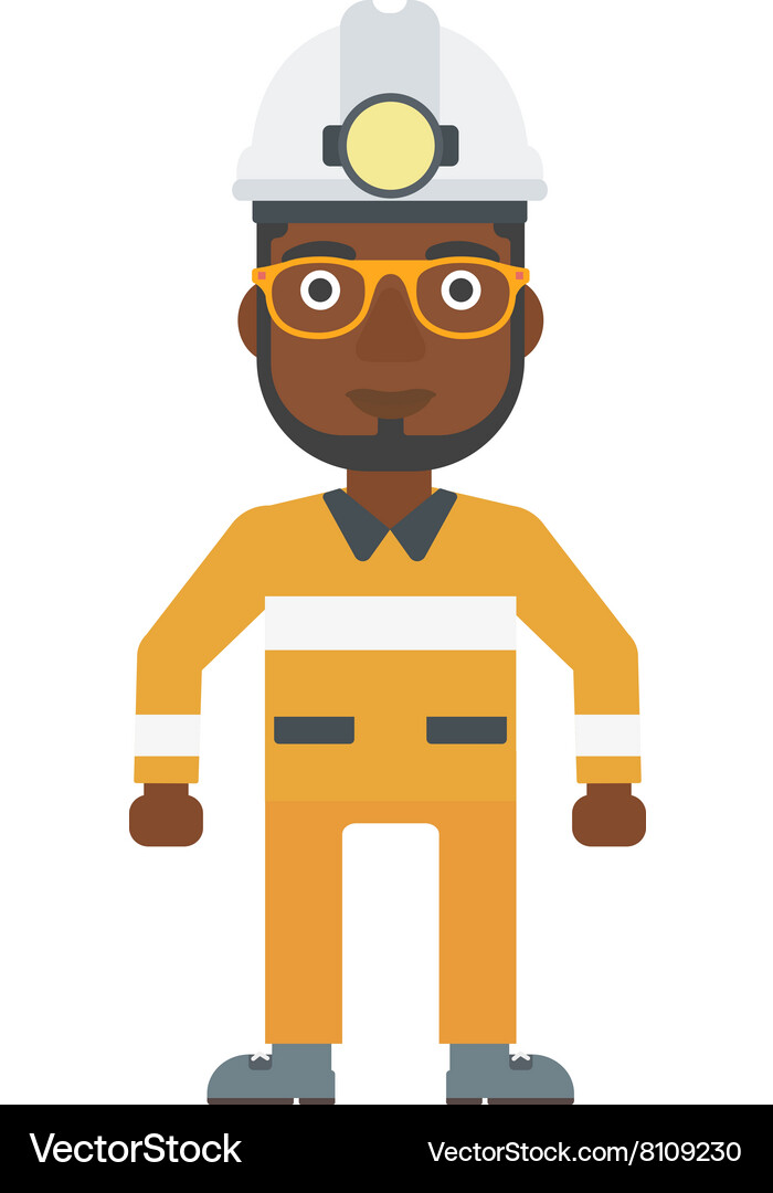African-American Miner in Hard Hat Royalty Free Vector Image
