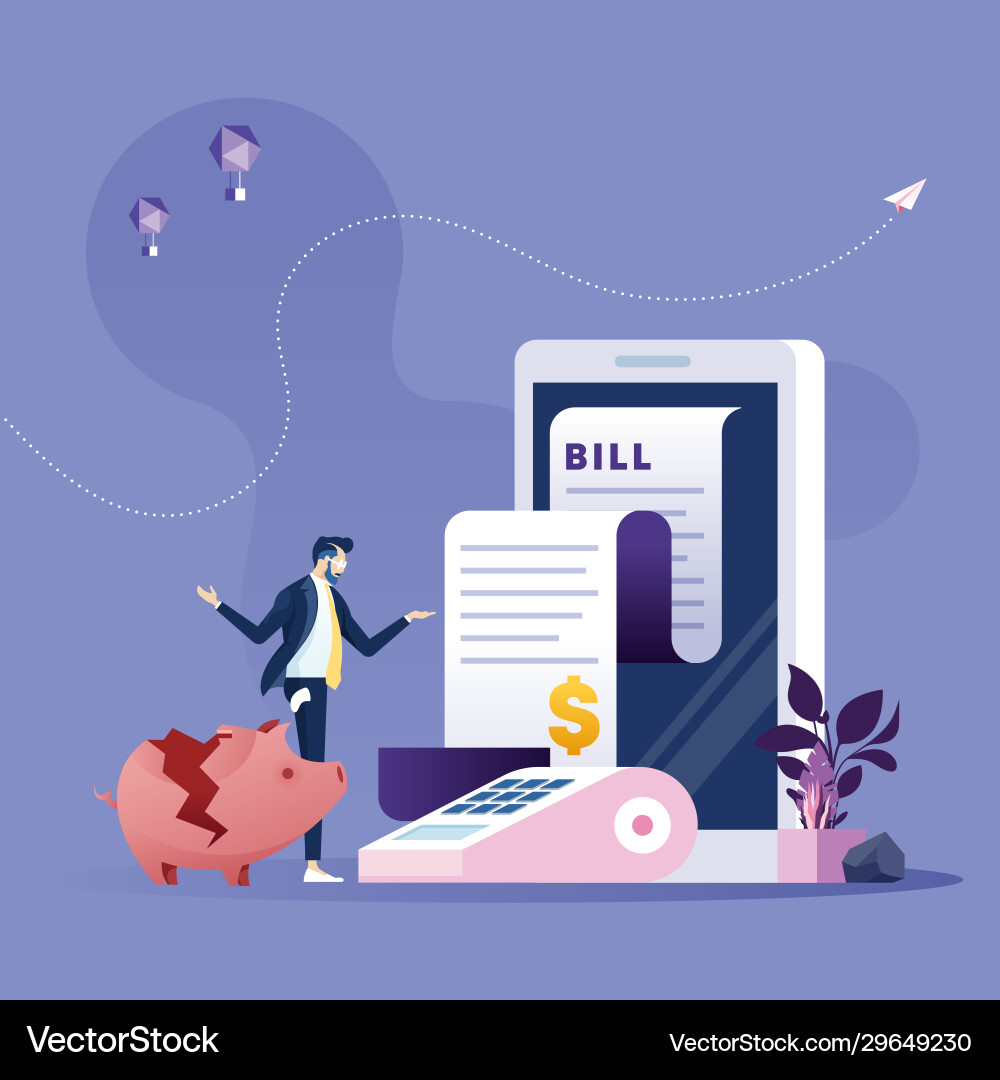 Broke businessman-money problem financial concept Vector Image