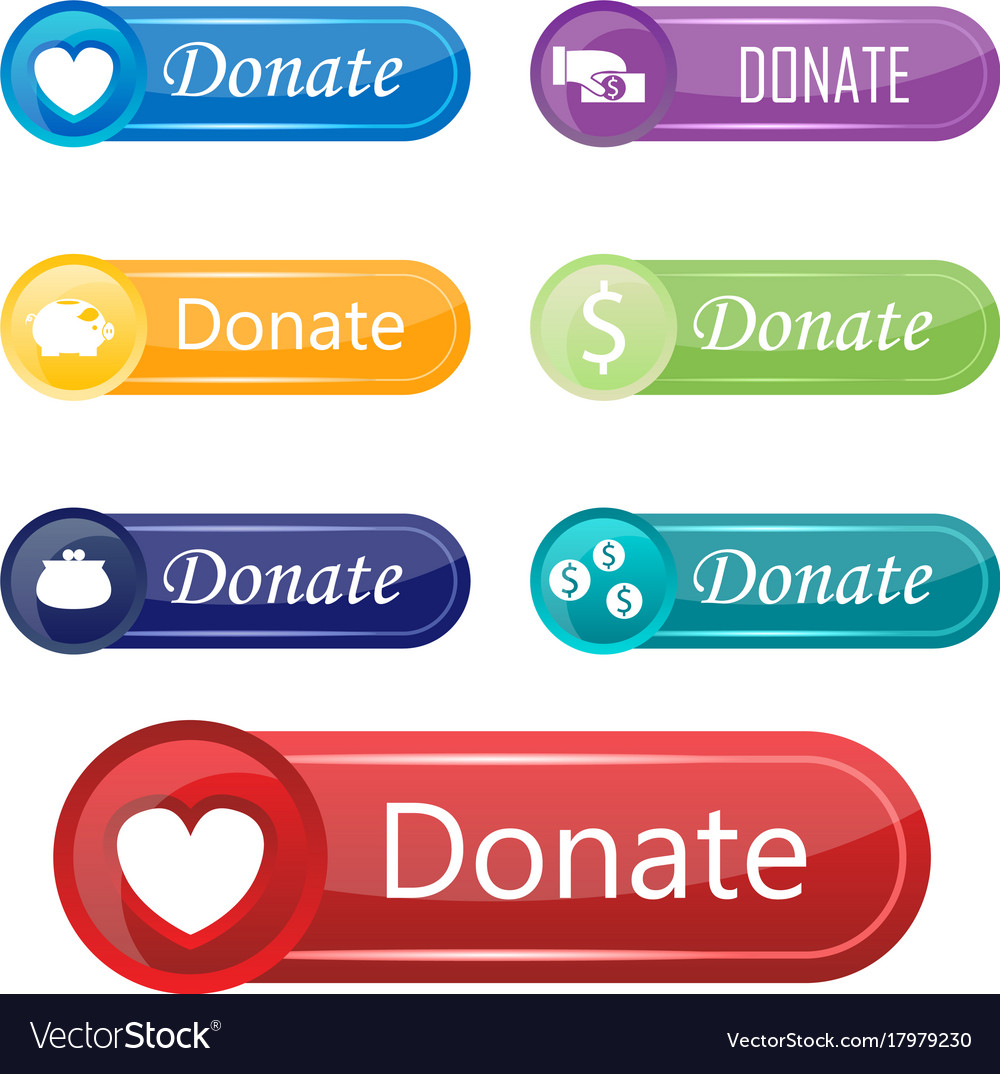 Colorful website donate buttons design Royalty Free Vector