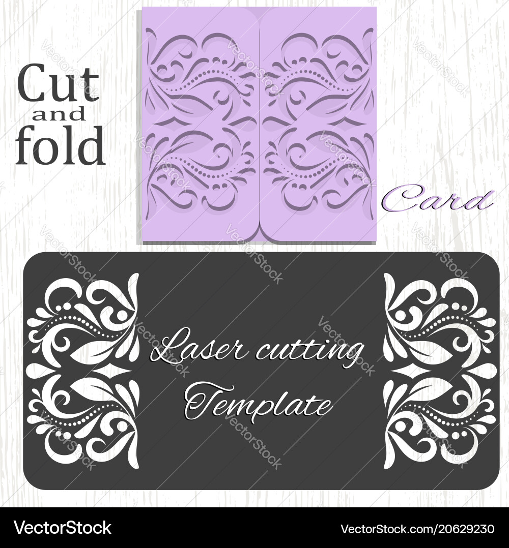 Cut and fold card template Royalty Free Vector Image