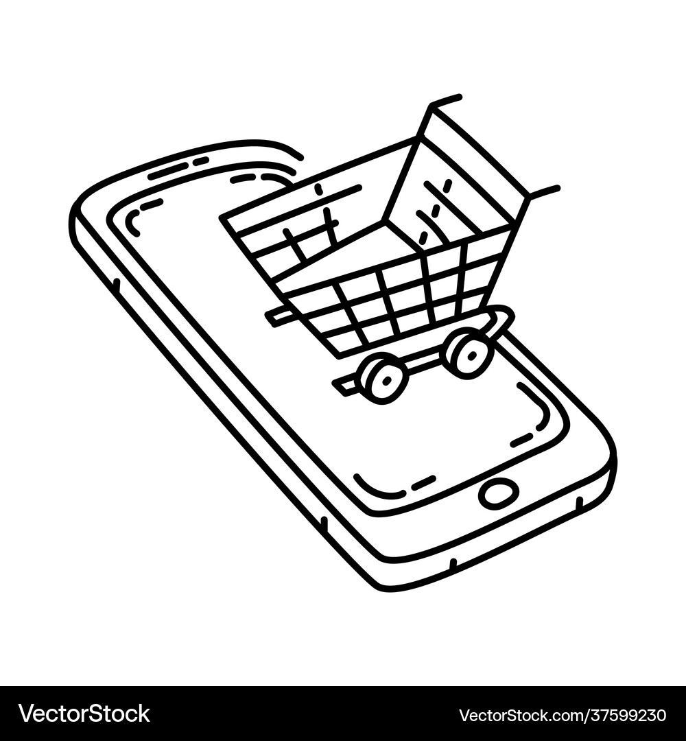 E-commerce icon doodle hand drawn or outline Vector Image
